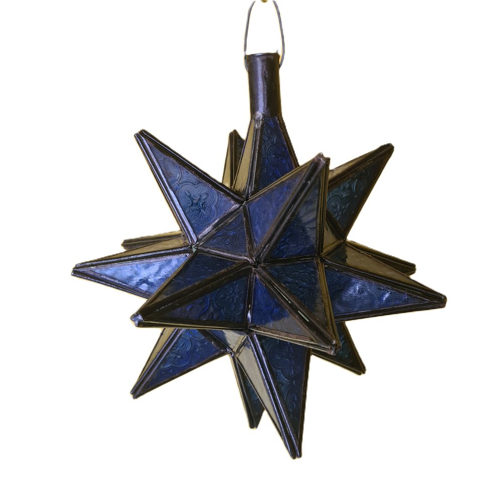 Moroccan Star Stained Glass Lamp, 1960s for sale at Pamono