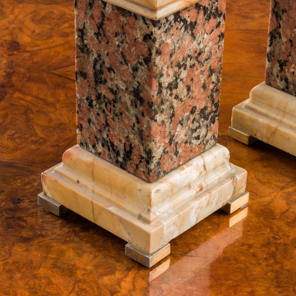 Red Marble Obelisks, Set of 2 for sale at Pamono