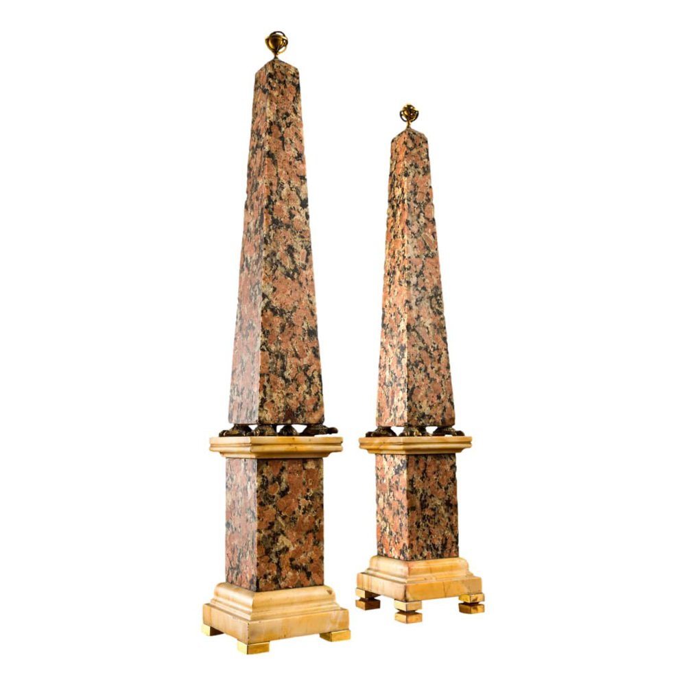 Red Marble Obelisks, Set of 2 for sale at Pamono