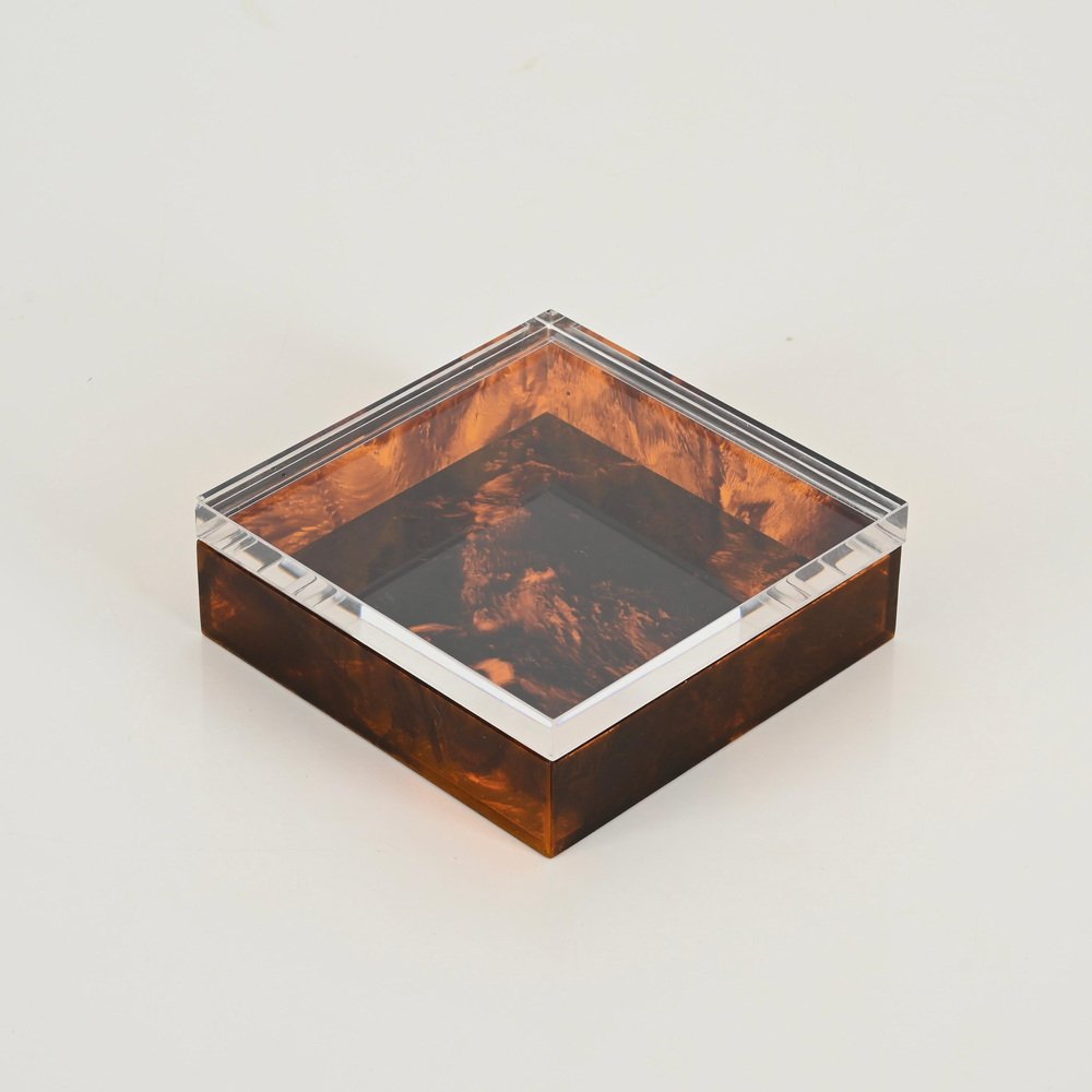 Italian Tortoiseshell Acrylic Square Jewelry Box from Christian Dior ...