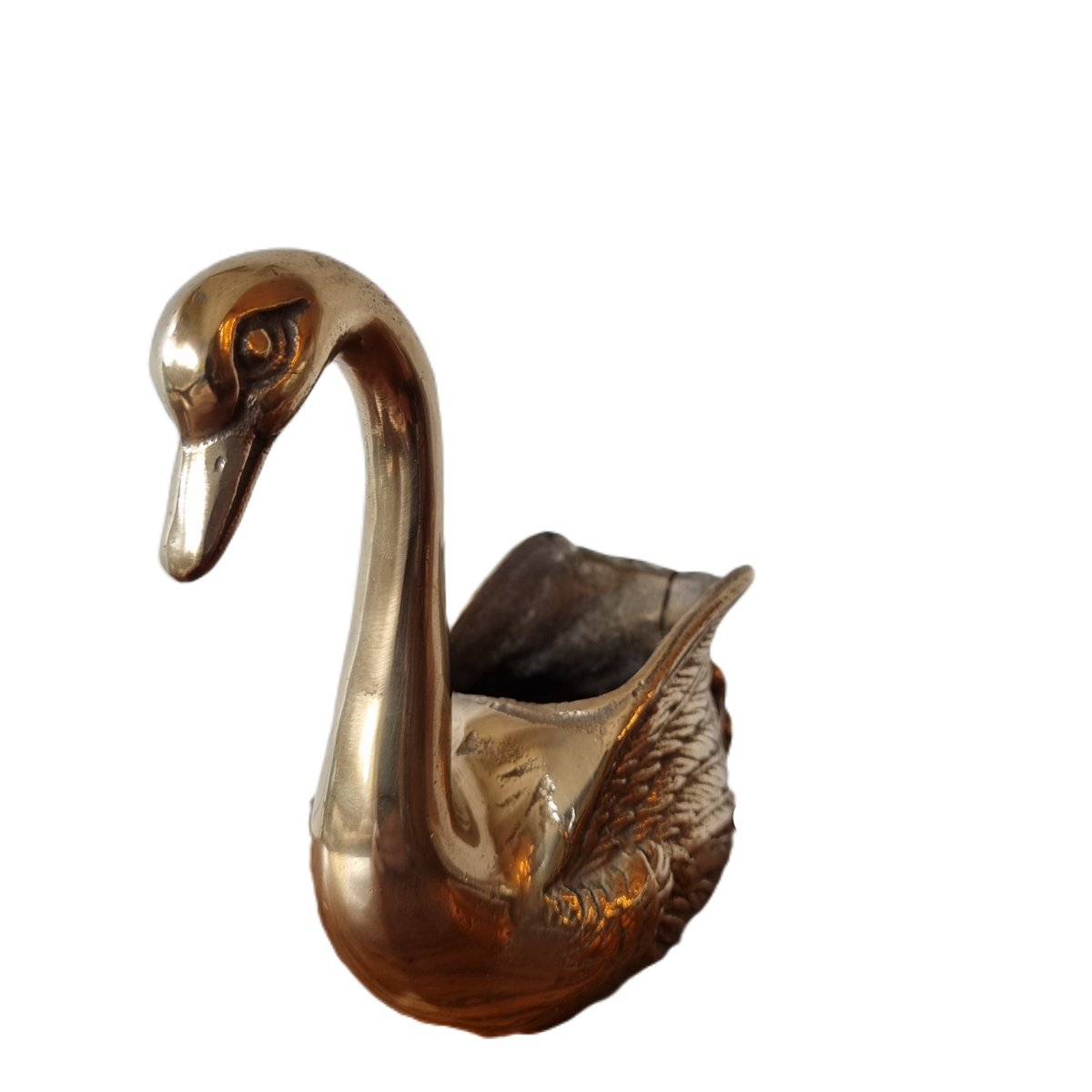Vintage Brass Swan Plant Pot, 1970s for sale at Pamono