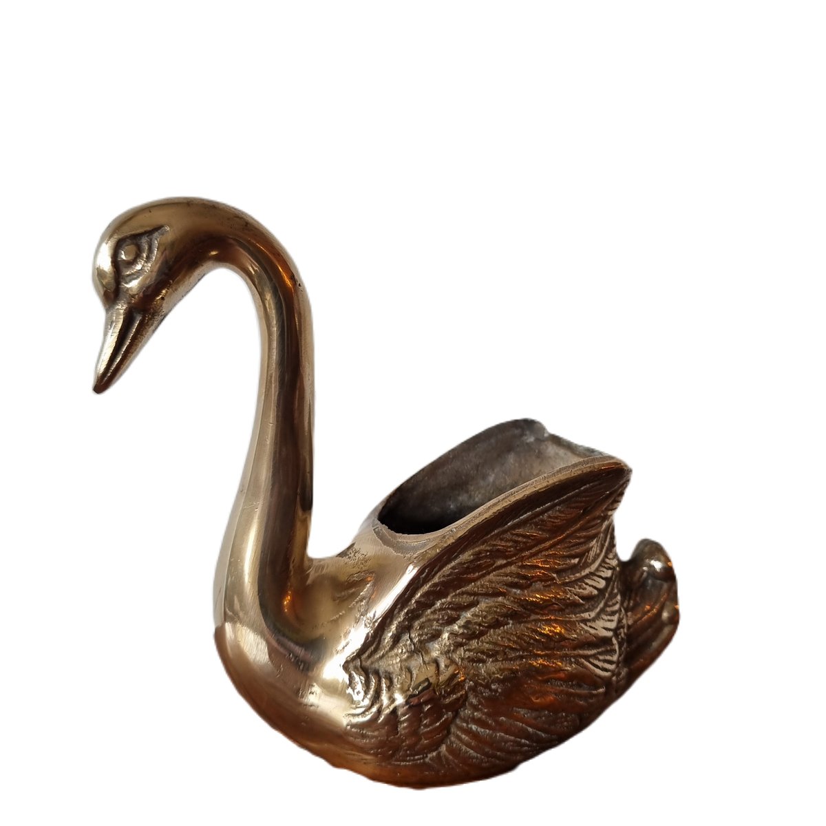 Vintage Brass Swan Plant Pot, 1970s for sale at Pamono