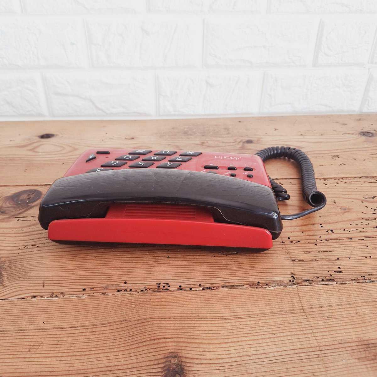 Vintage Black and Red Desk Phone, 1970s for sale at Pamono
