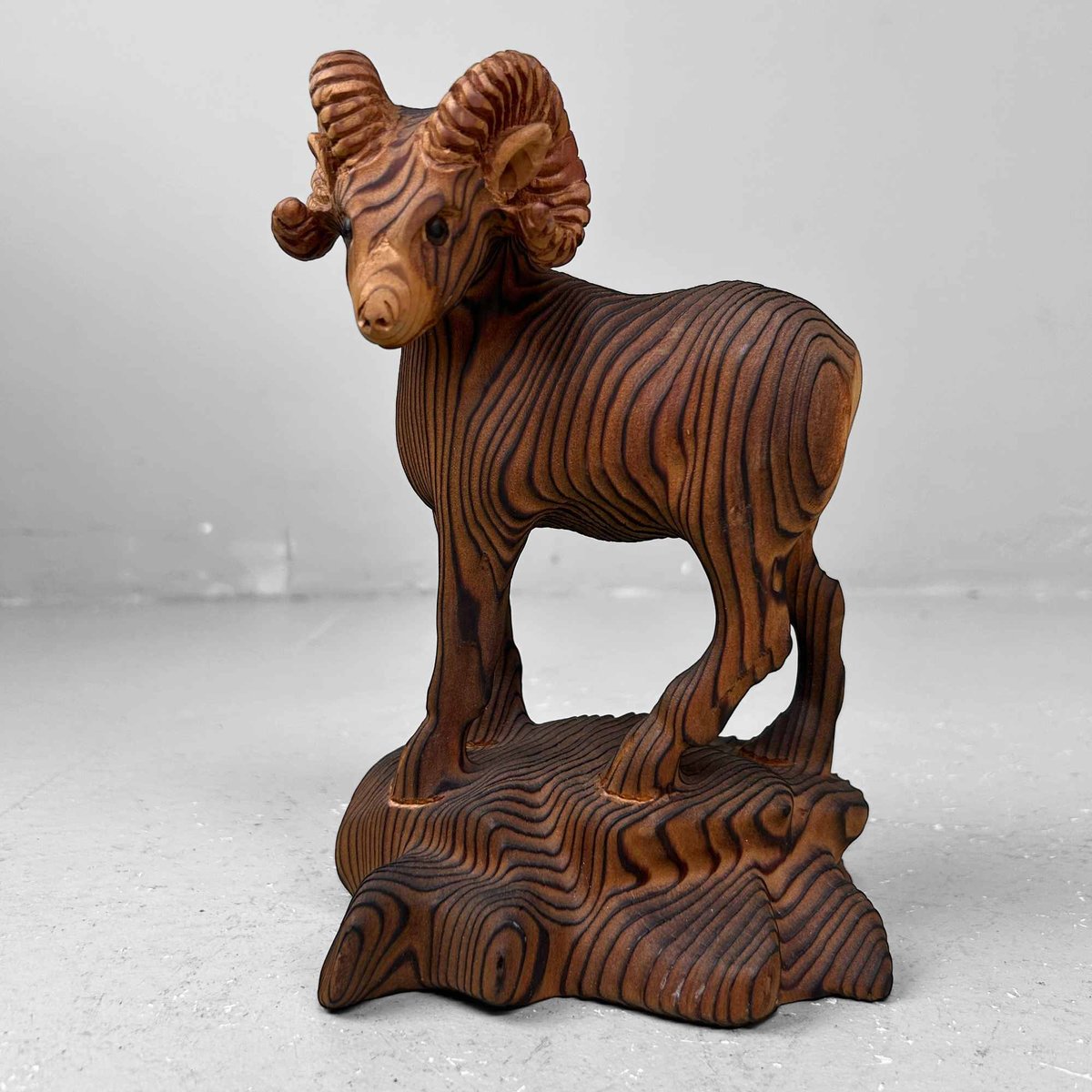 Wooden Ram Sculpture Hand Carved by Kandian Crafts, Canada, 1960s for ...