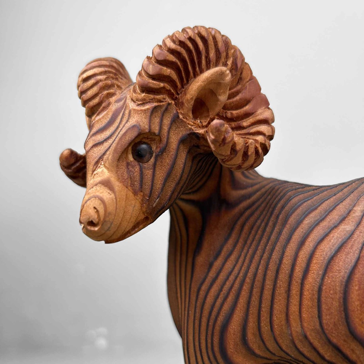 Wooden Ram Sculpture Hand Carved by Kandian Crafts, Canada, 1960s for ...