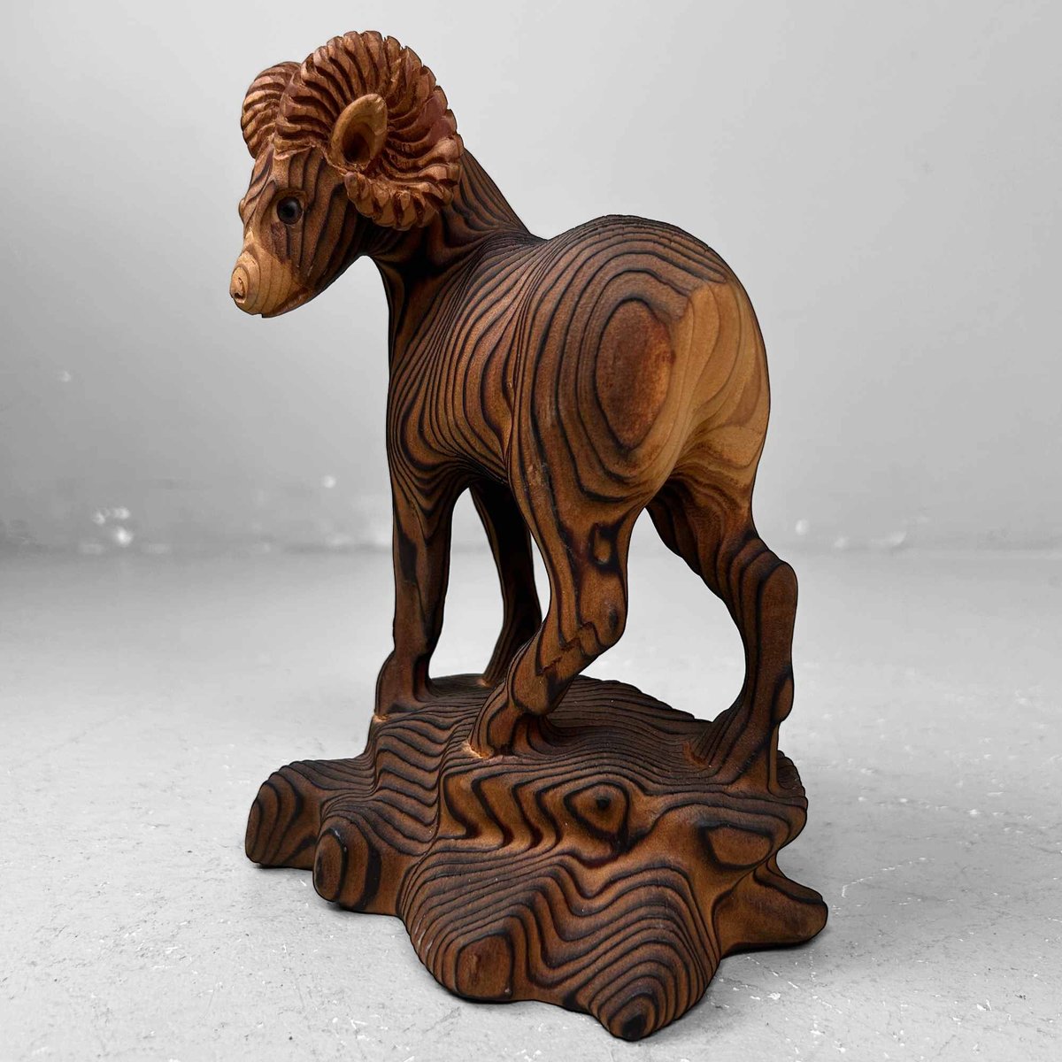 Wooden Ram Sculpture Hand Carved by Kandian Crafts, Canada, 1960s for ...