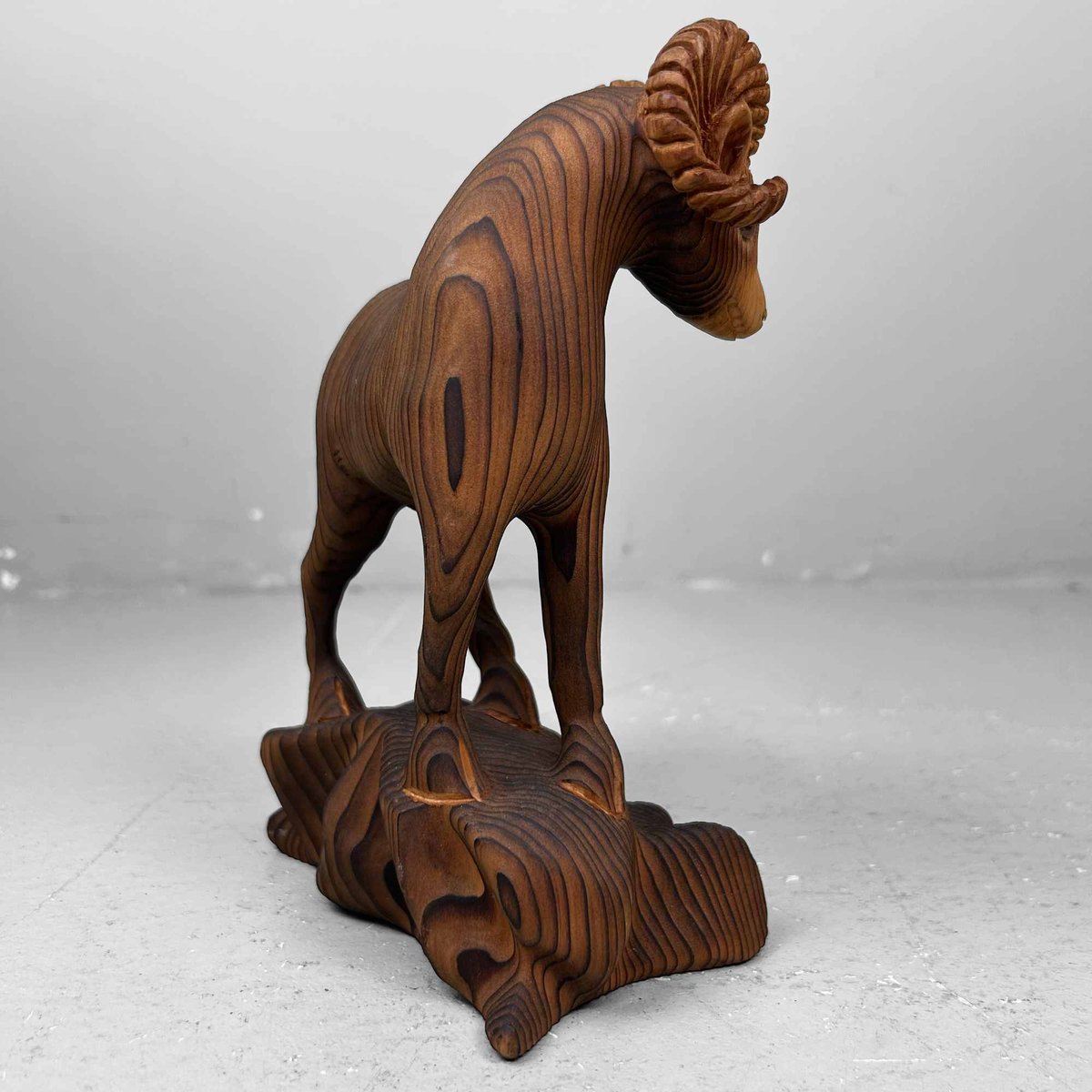 Wooden Ram Sculpture Hand Carved by Kandian Crafts, Canada, 1960s for ...
