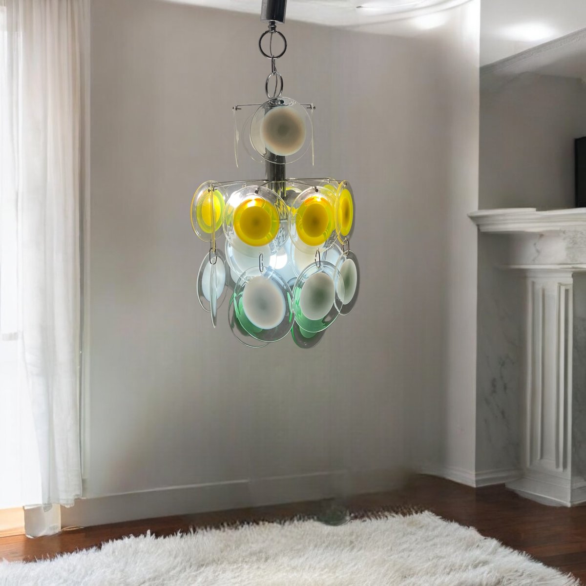 Midcentury Italian Murano Glass Disc Hanging Light, 1970s for sale at ...