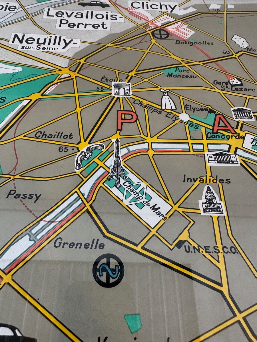 Vintage Street Map Paris for sale at Pamono