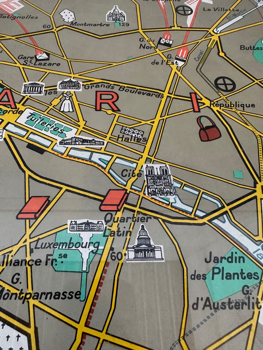 Vintage Street Map Paris for sale at Pamono