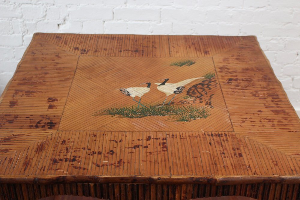 Chinoiserie Bamboo Rattan Card Table, 1890s for sale at Pamono