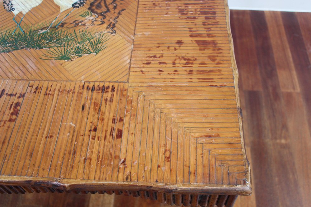 Chinoiserie Bamboo Rattan Card Table, 1890s for sale at Pamono