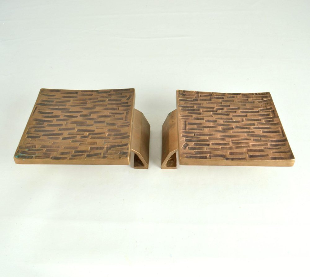 Brutalist Bronze Square Push Pull Door Handles with Embossed Relief ...