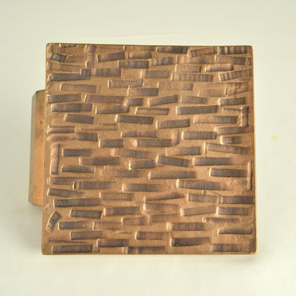 Brutalist Bronze Square Push Pull Door Handles with Embossed Relief ...