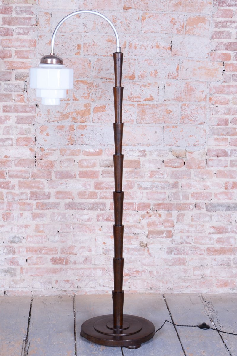 Cubism Floor Lamp in Beech and Chrome-Plated Steel, 1920s for sale at ...