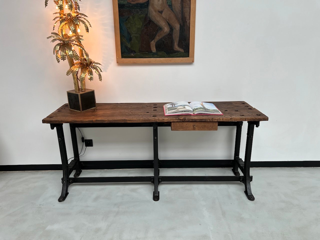 Workbench with Cast Iron Base, 1950s for sale at Pamono