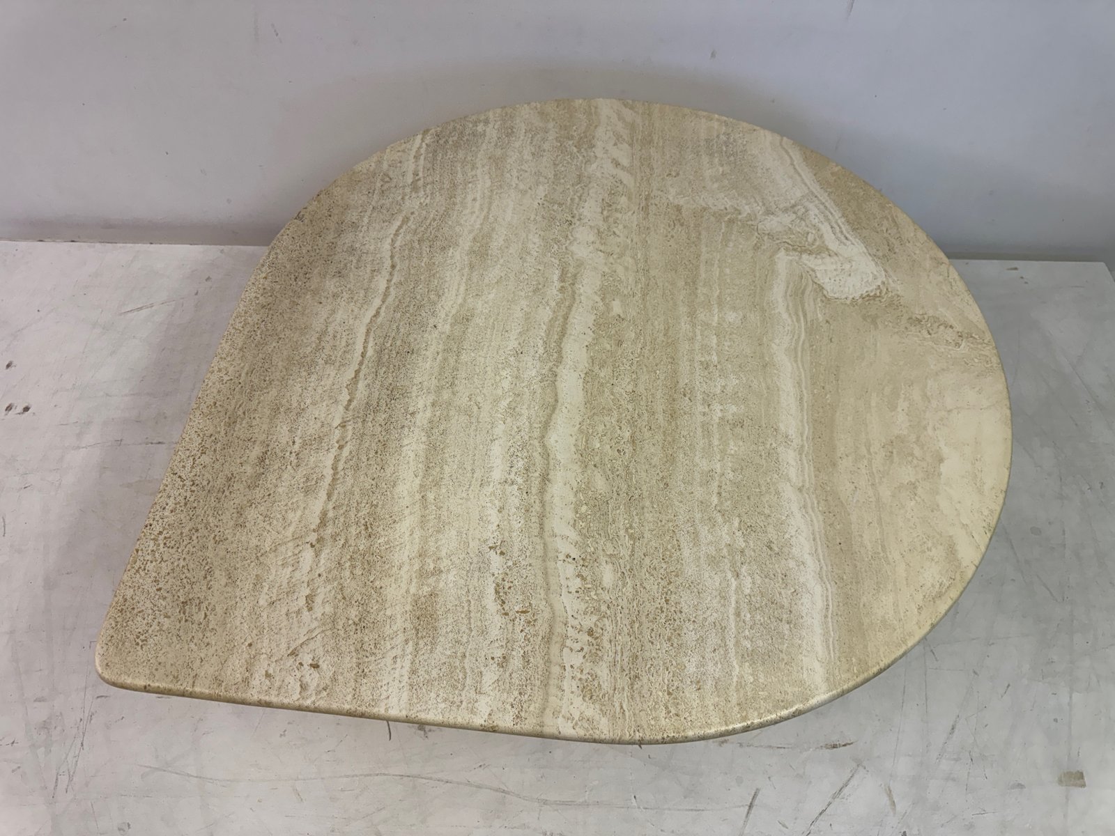 Vintage Tear Shaped Travertine Coffee Table, 1980s for sale at Pamono