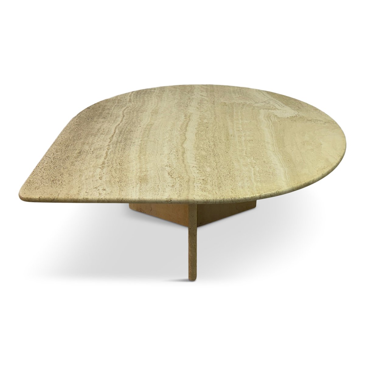Vintage Tear Shaped Travertine Coffee Table, 1980s for sale at Pamono