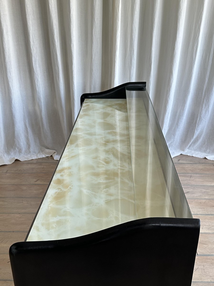 Mid-Century Italian Black Lacquered Sideboard with Marble Pattern Glass Top, 1950s for sale at ...