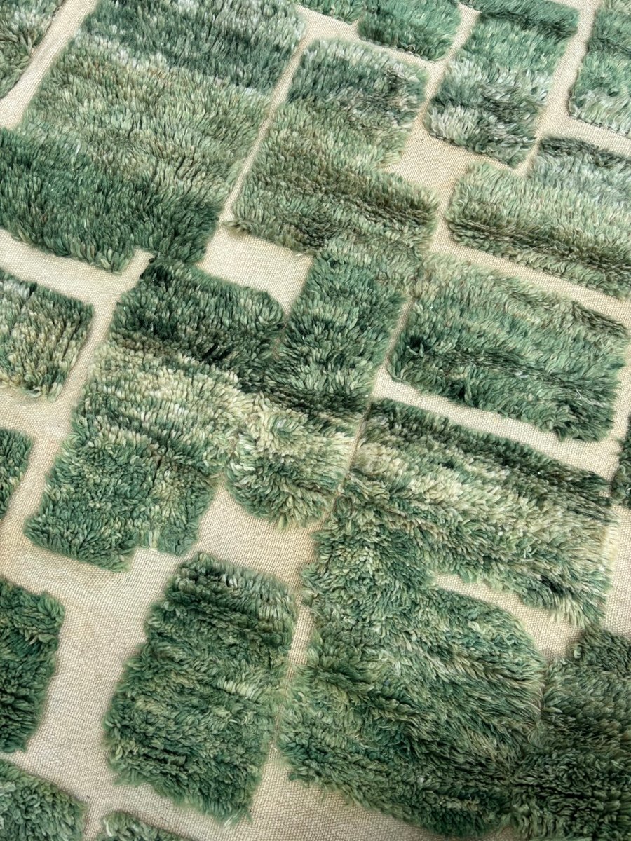 Modern Green Geometric Moroccan Berber Wool Rug for sale at Pamono