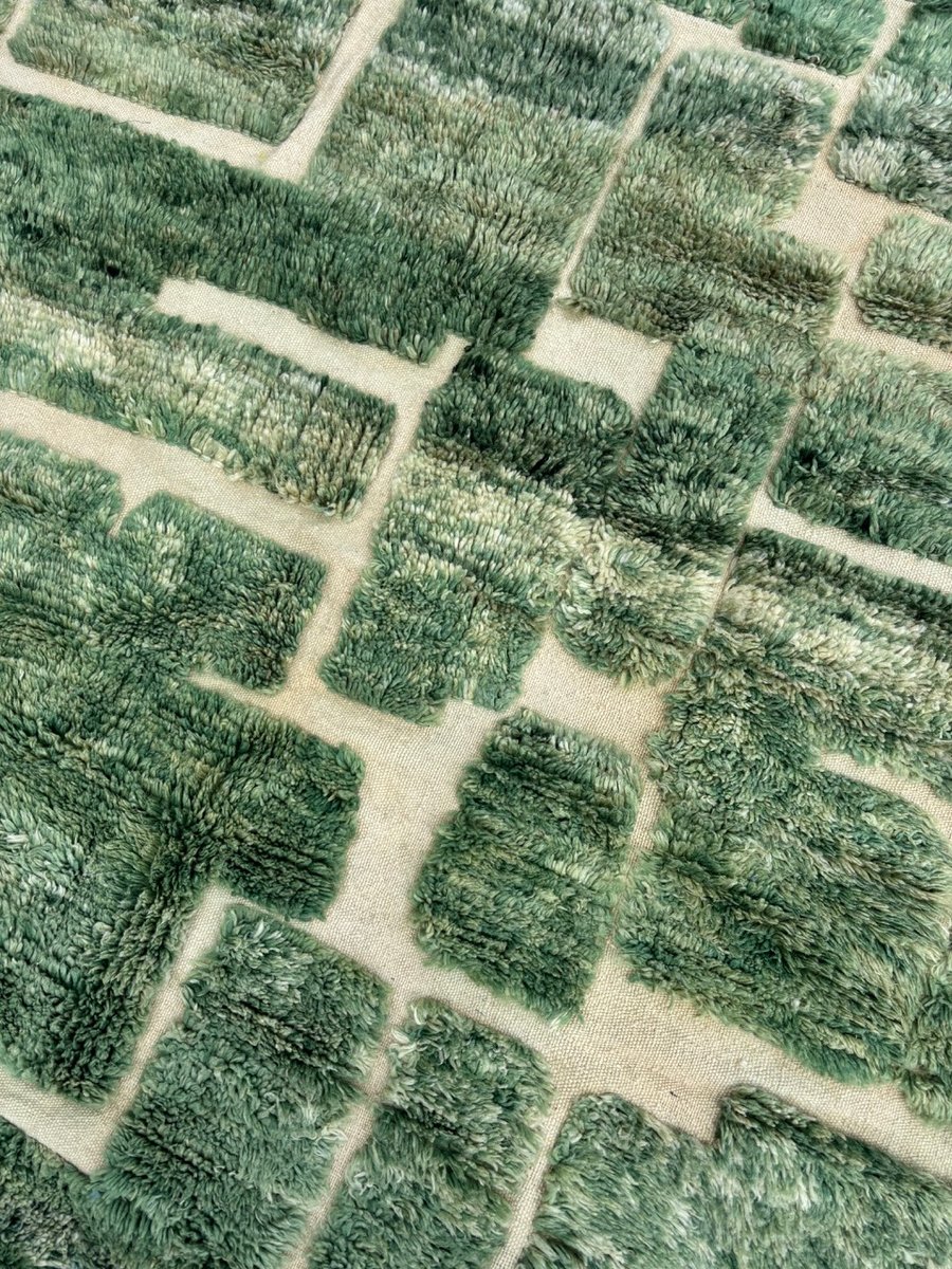 Modern Green Geometric Moroccan Berber Wool Rug for sale at Pamono