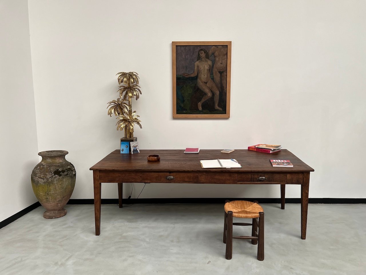 Large Writing Table in Oak, 1940s for sale at Pamono