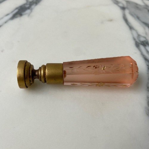 Crystal Stamp with Cutaway Enhanced with Golden Engravings, Late 19th ...