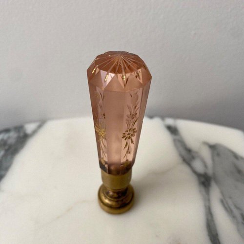 Crystal Stamp with Cutaway Enhanced with Golden Engravings, Late 19th ...