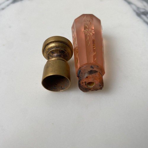 Crystal Stamp with Cutaway Enhanced with Golden Engravings, Late 19th ...