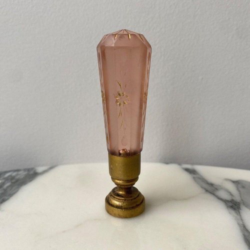 Crystal Stamp with Cutaway Enhanced with Golden Engravings, Late 19th ...