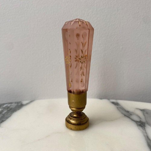 Crystal Stamp with Cutaway Enhanced with Golden Engravings, Late 19th ...