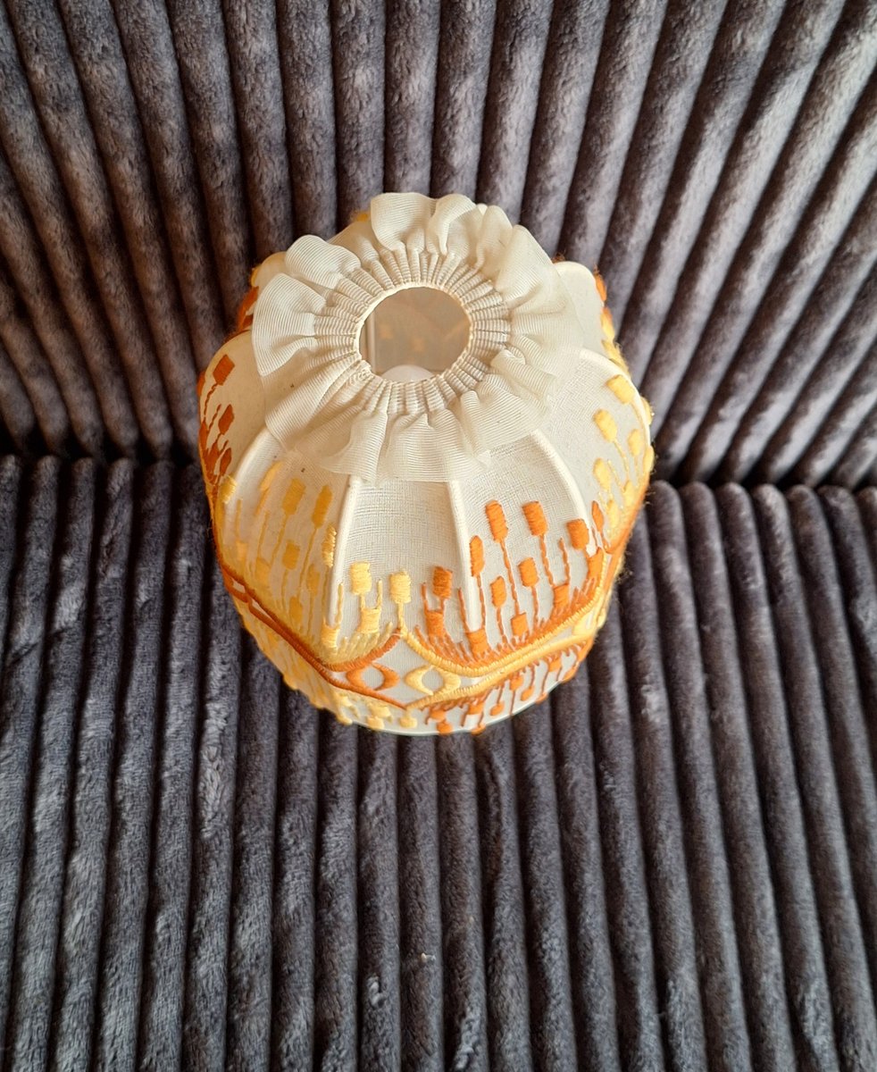 Vintage German Table Lamp with Cream-White Plastic Base and Multi ...