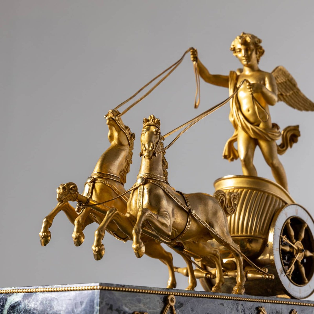 Empire Mantel Clock Au Char De Lamour with Cupid and Chariot by Bourez ...