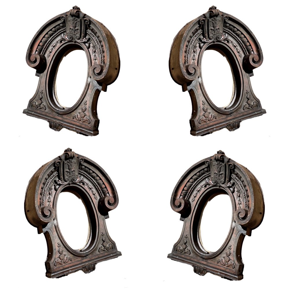 Large Bulls Eye Windows of a French Castle in Cast Iron, 1880, Set of 4 ...