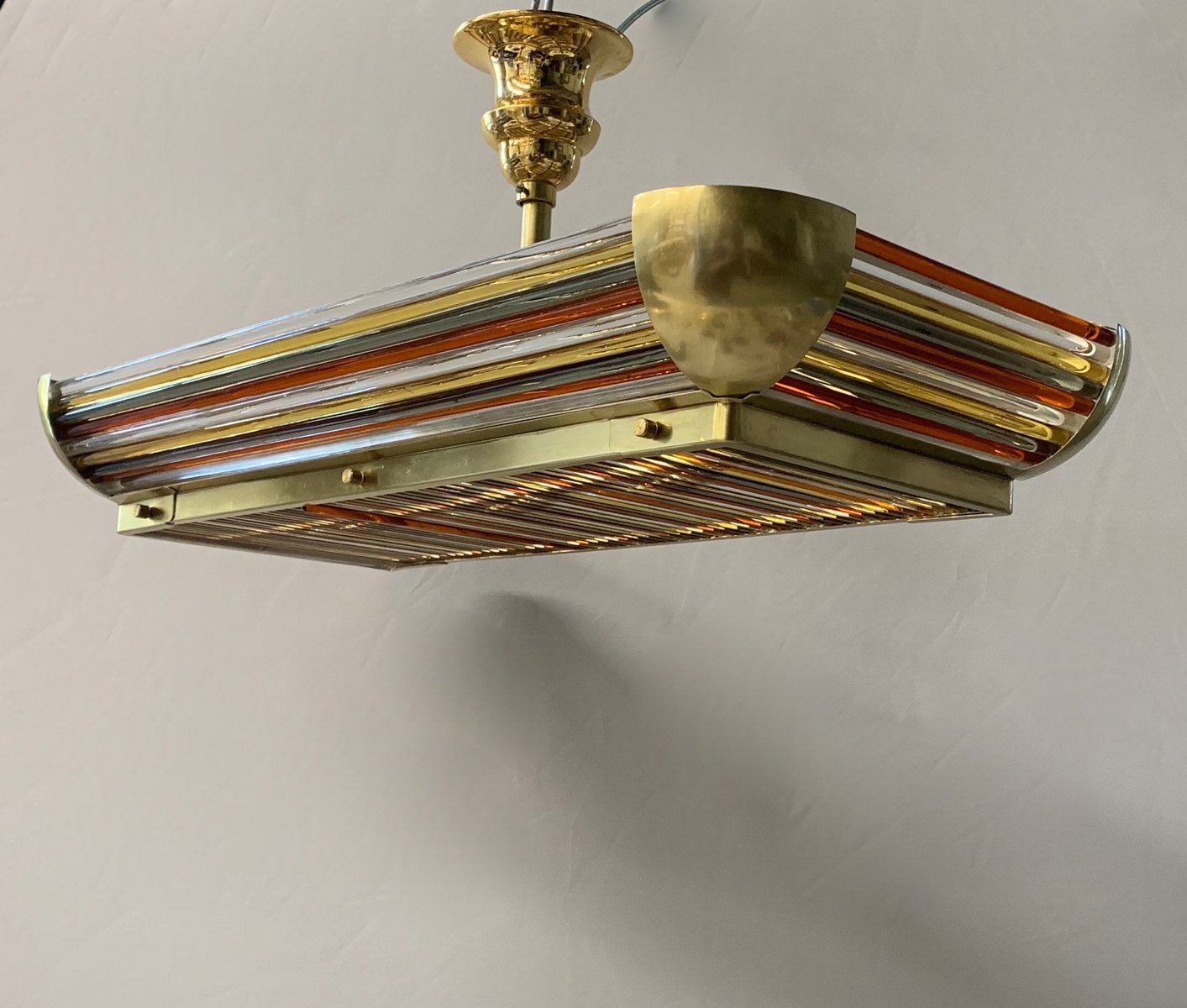 Art Deco Ceiling Light with Murano Brass Rods, 1940s for sale at Pamono