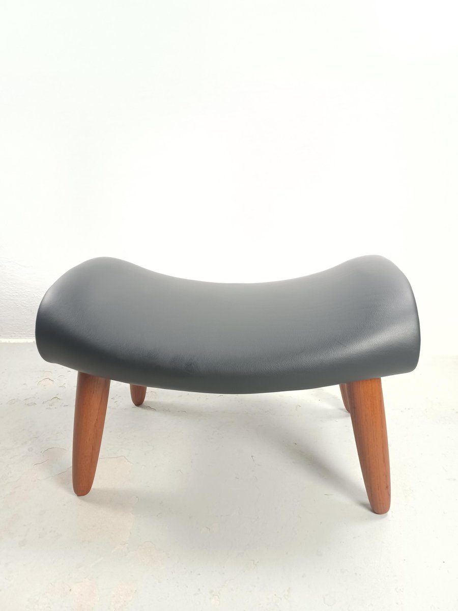 Fully Restored Danish Ottoman in Teak and Black Leather, 1960s for sale ...