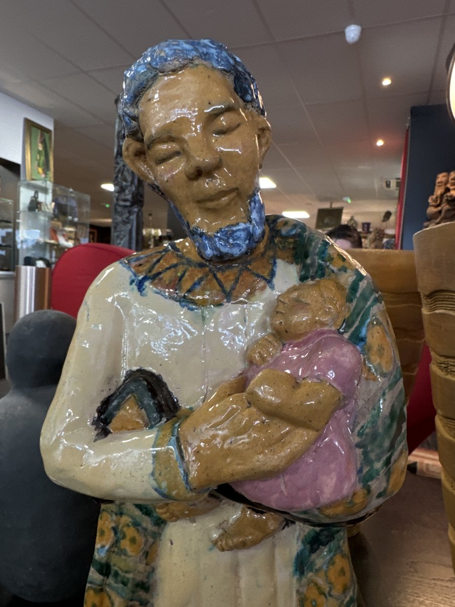 Art Deco Ceramic Sculpture of Joseph and the Child, 1920s for sale at ...