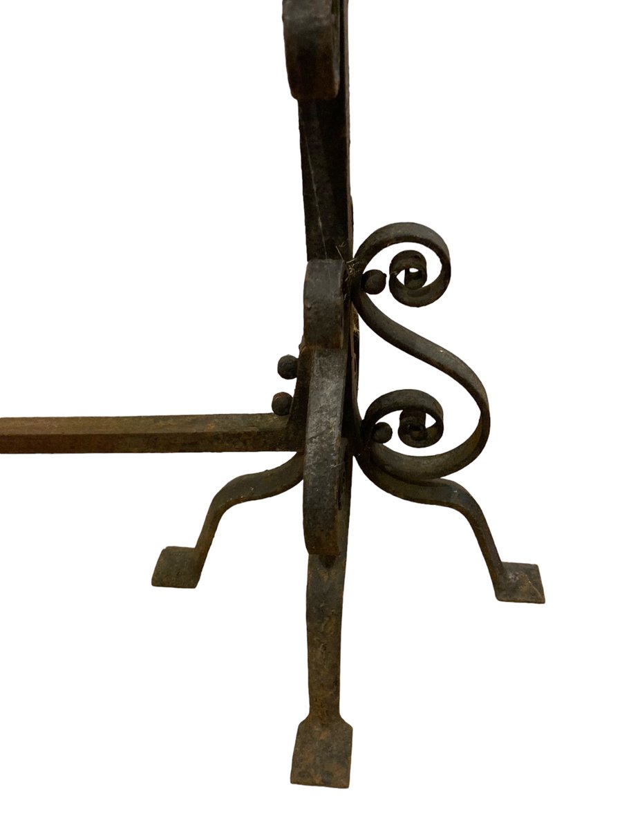 Large French Wrought Iron Fire Dogs, Set of 2 for sale at Pamono