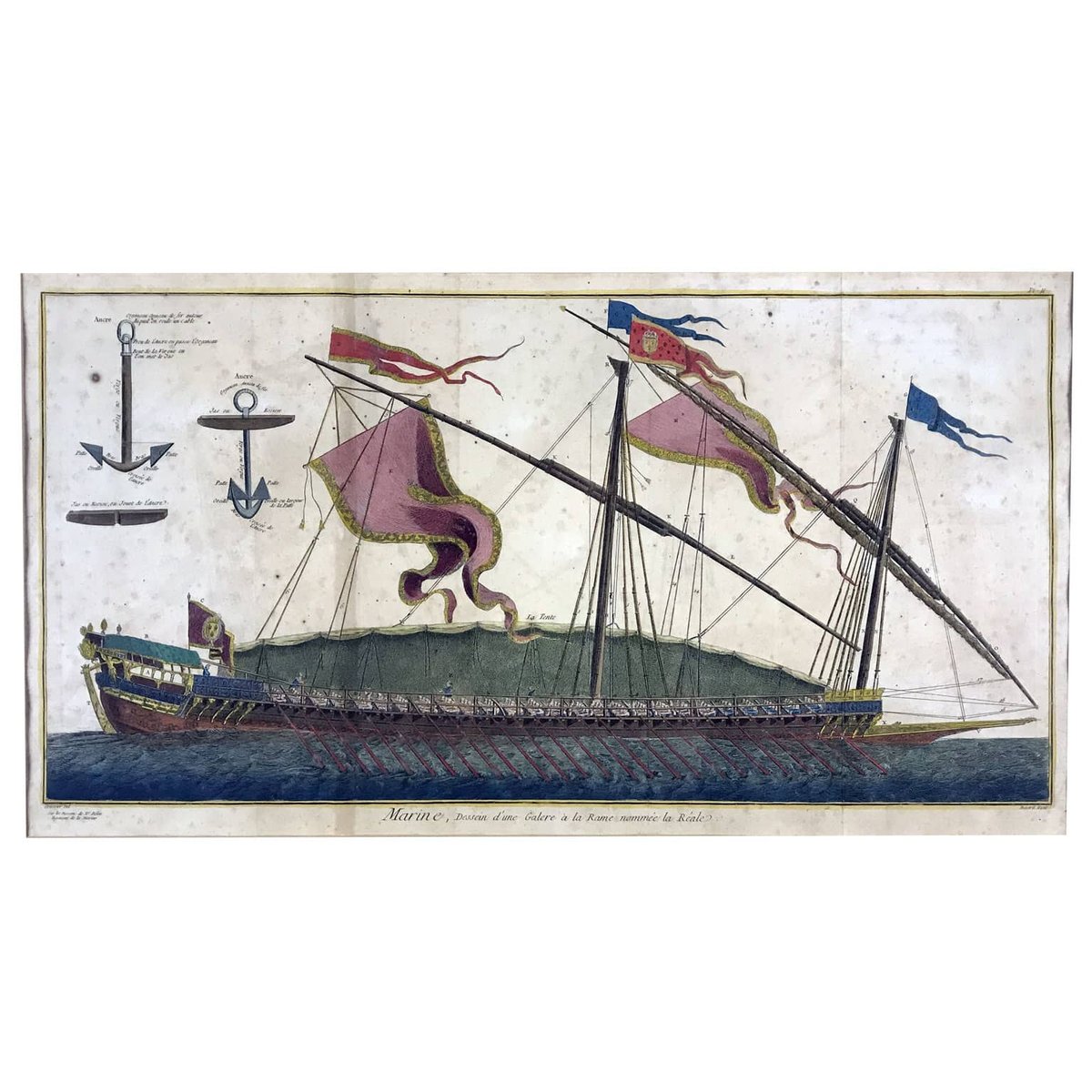 Bernard Fecit, Drawing of a Galley, 1772, Engraving for sale at Pamono