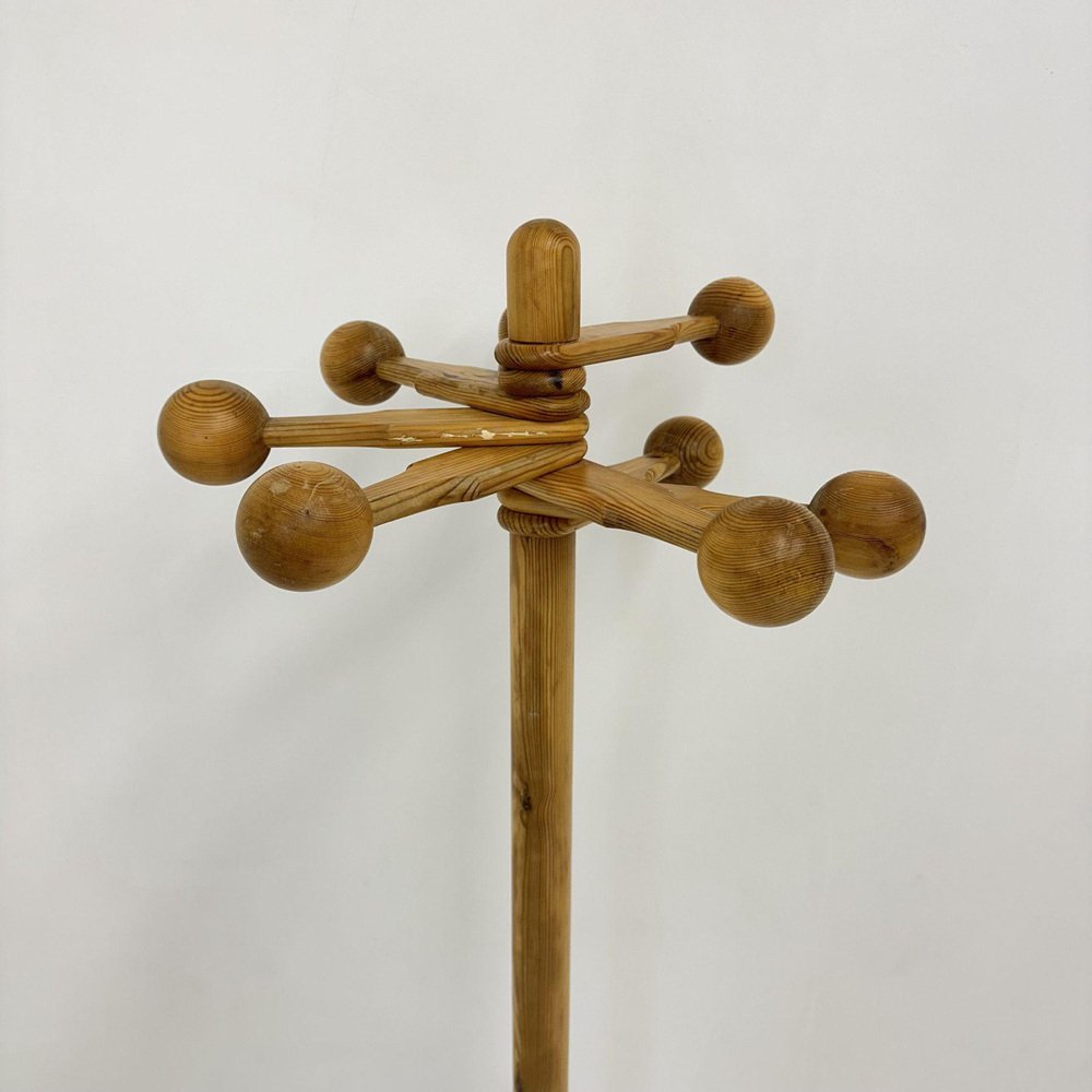 Mid-Century Pine Wooden Coat Rack, 1970s for sale at Pamono