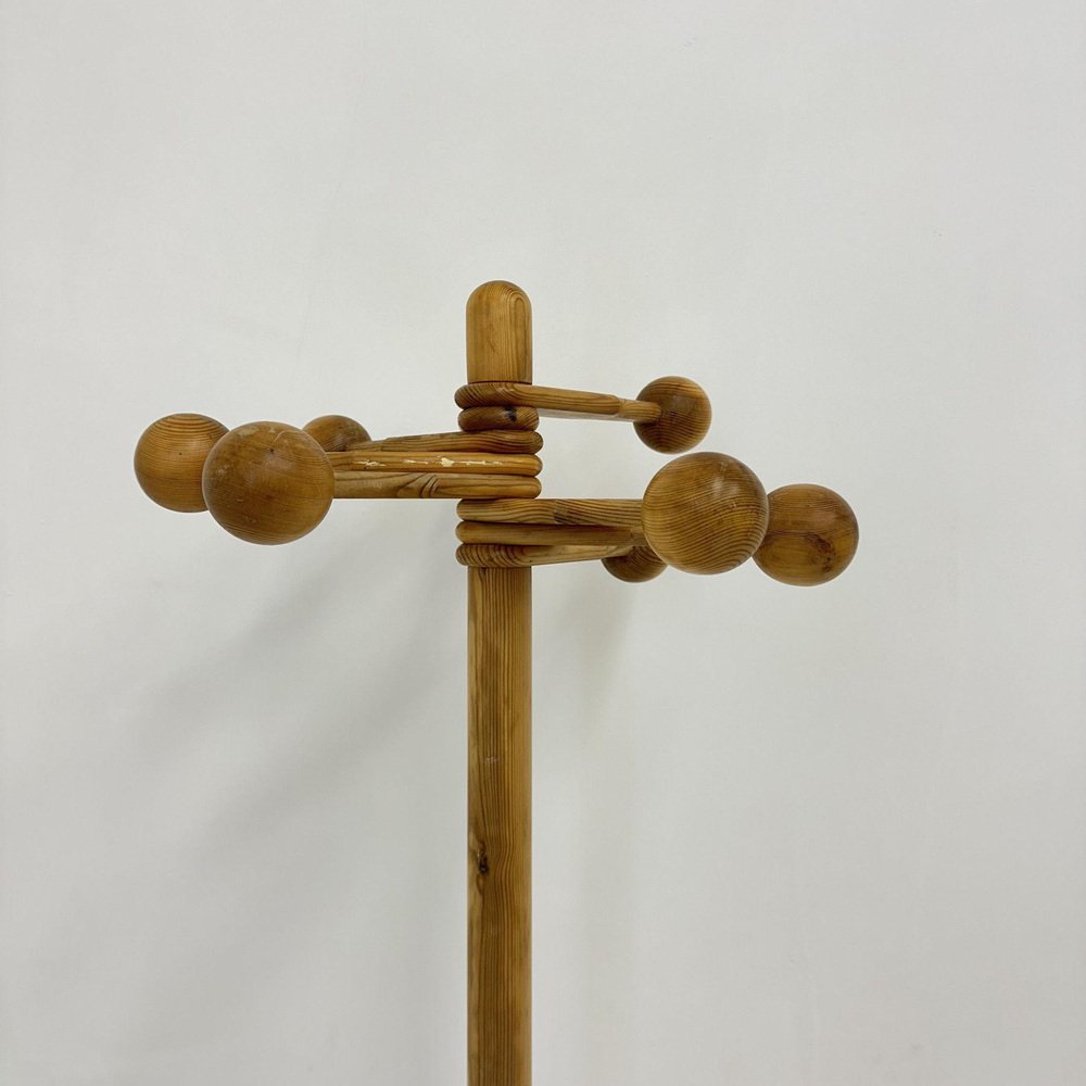 Mid-Century Pine Wooden Coat Rack, 1970s for sale at Pamono