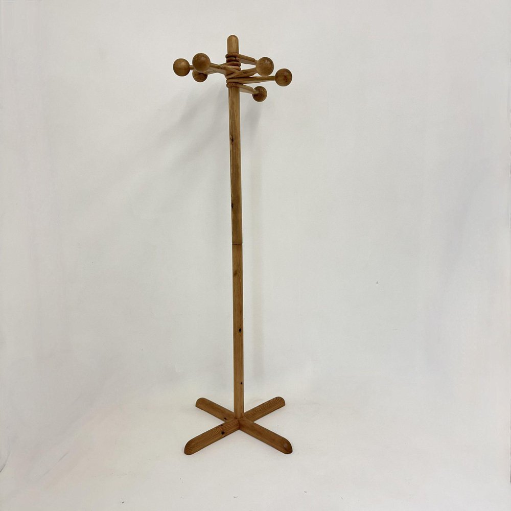 Mid-Century Pine Wooden Coat Rack, 1970s for sale at Pamono