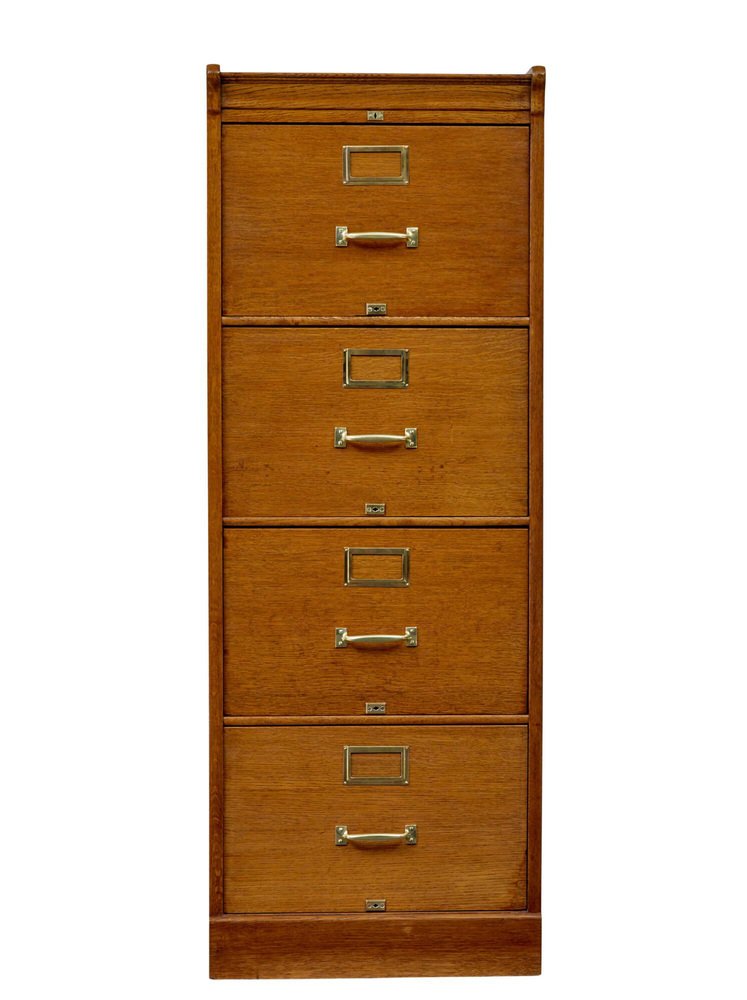 Mid-Century Scandinavian Oak Filing Cabinet, 1950s for sale at Pamono