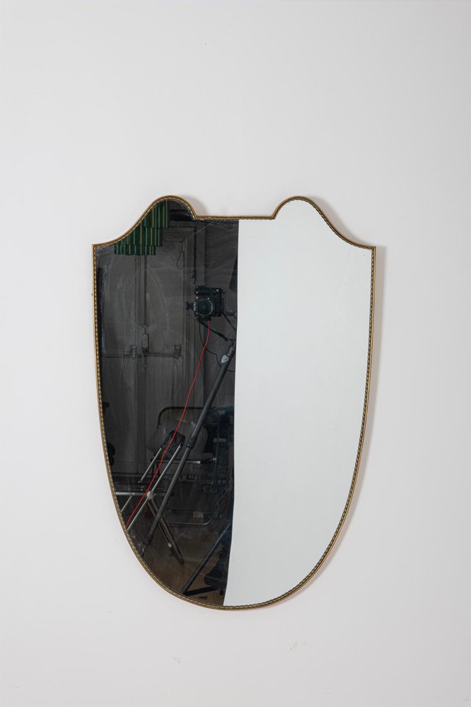 Brass Shield Mirror, 1950s for sale at Pamono