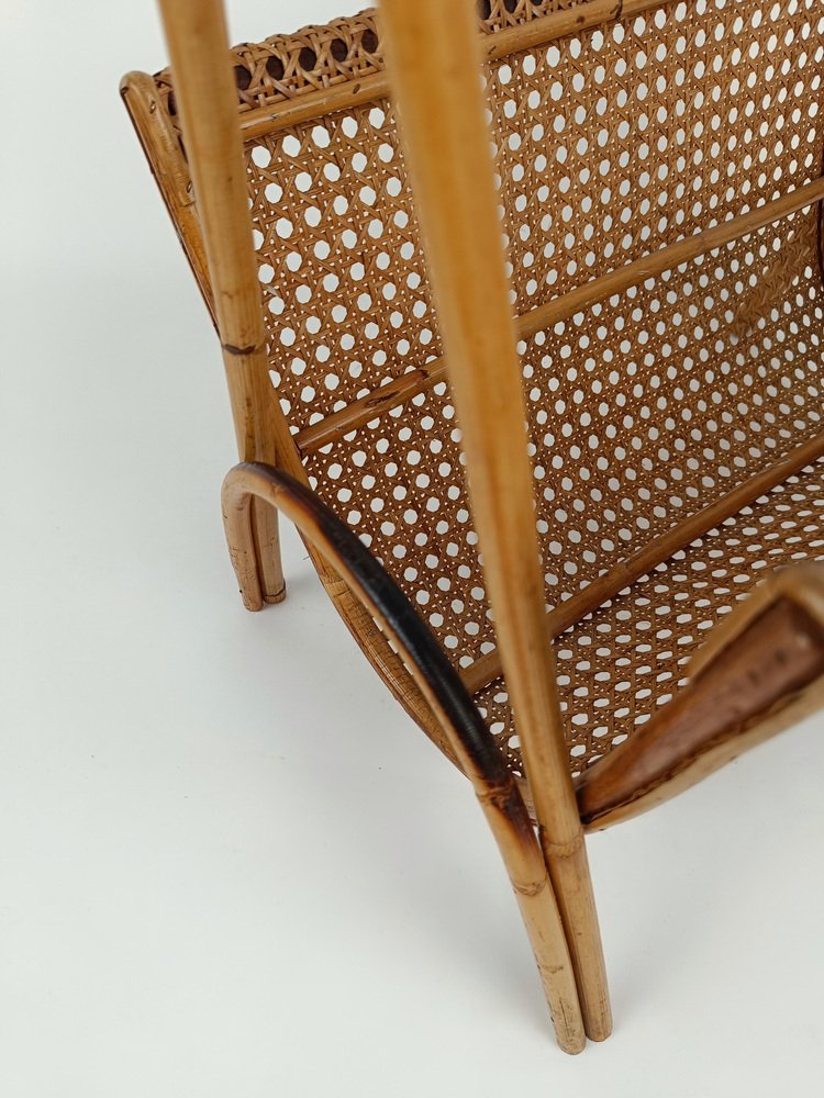 Vintage Magazine Rack in Wicker, Bamboo, Rattan and Cane, Italy, 1960s ...