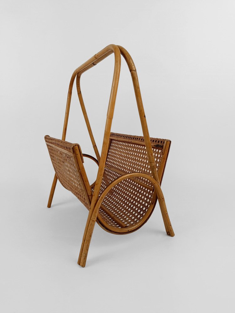 Vintage Magazine Rack in Wicker, Bamboo, Rattan and Cane, Italy, 1960s ...