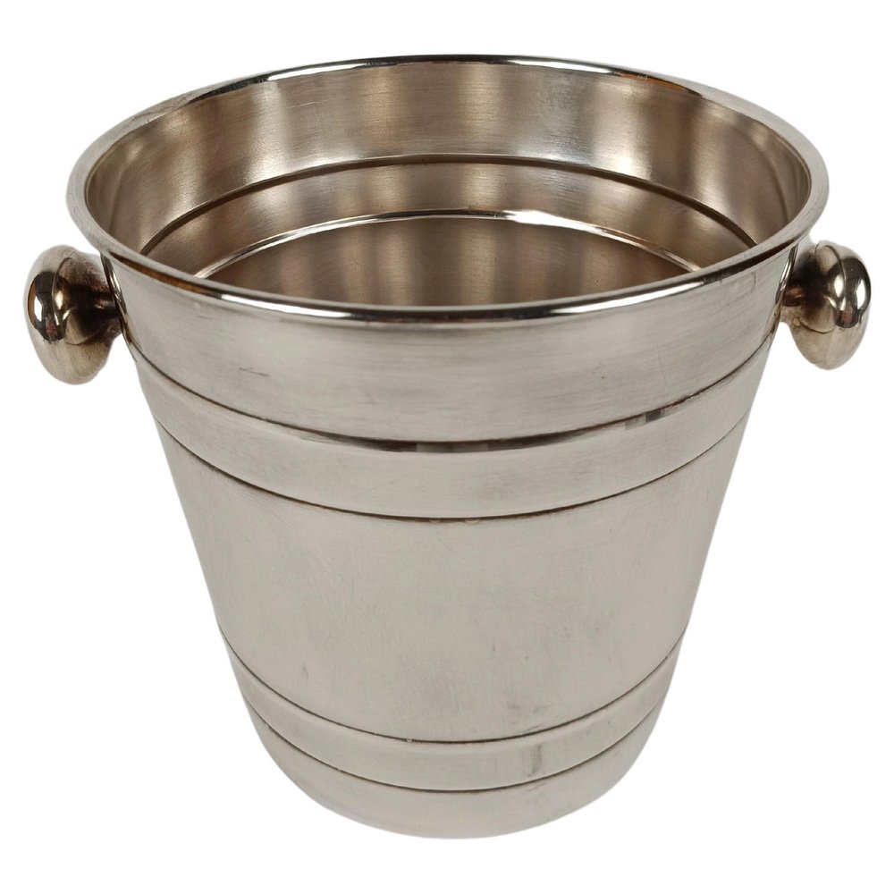 Vintage Champagne Bucket with Knobs in Stainless Steel attributed to ...
