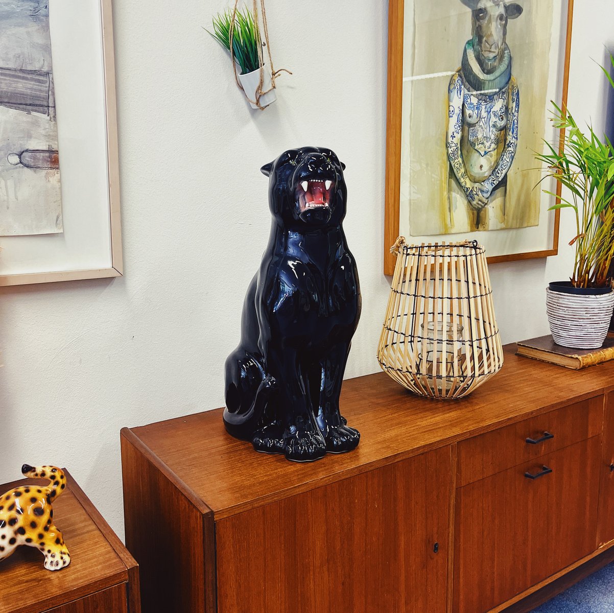 Black Panther Statue in Ceramic by Ceramiche Boxer for sale at Pamono