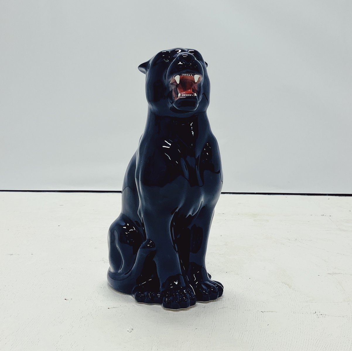 Black Panther Statue in Ceramic by Ceramiche Boxer for sale at Pamono