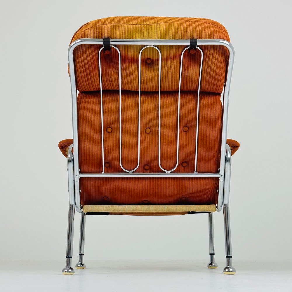 Bauhaus Orange Velvet Chair by B. Eigert, 1970s for sale at Pamono